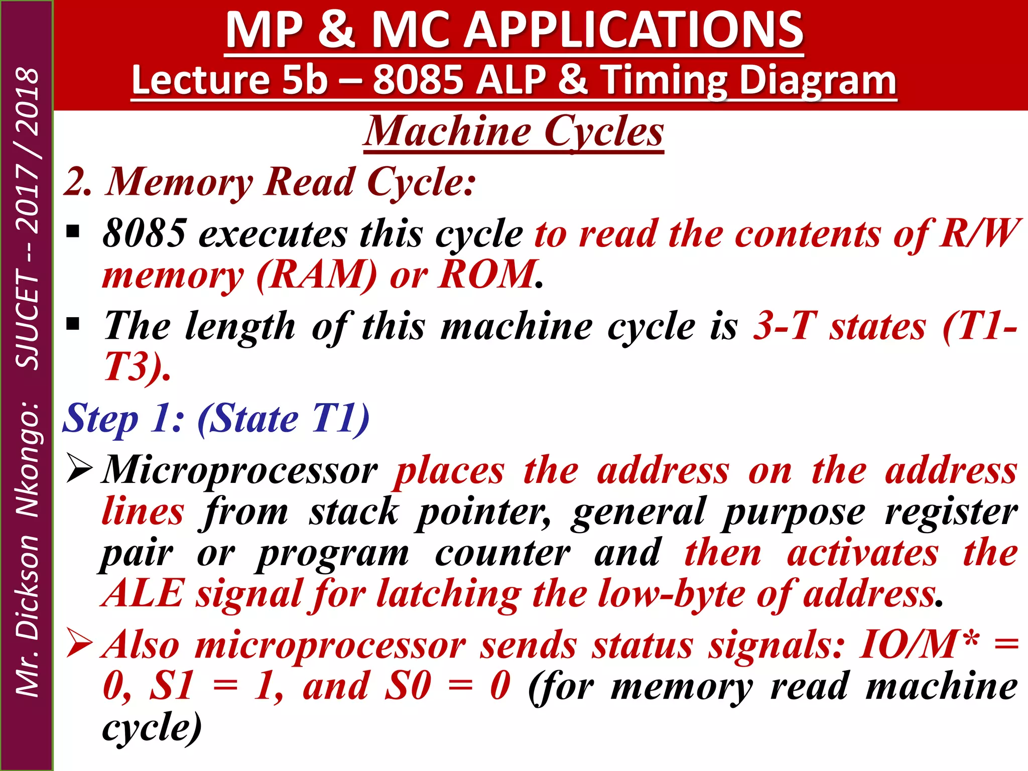 Unit 1 8085 Timing diagram - lecture 5b | PPTX
