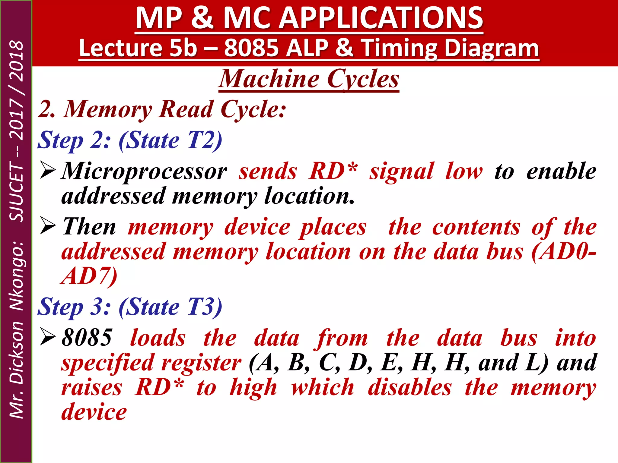 Unit 1 8085 Timing diagram - lecture 5b | PPTX