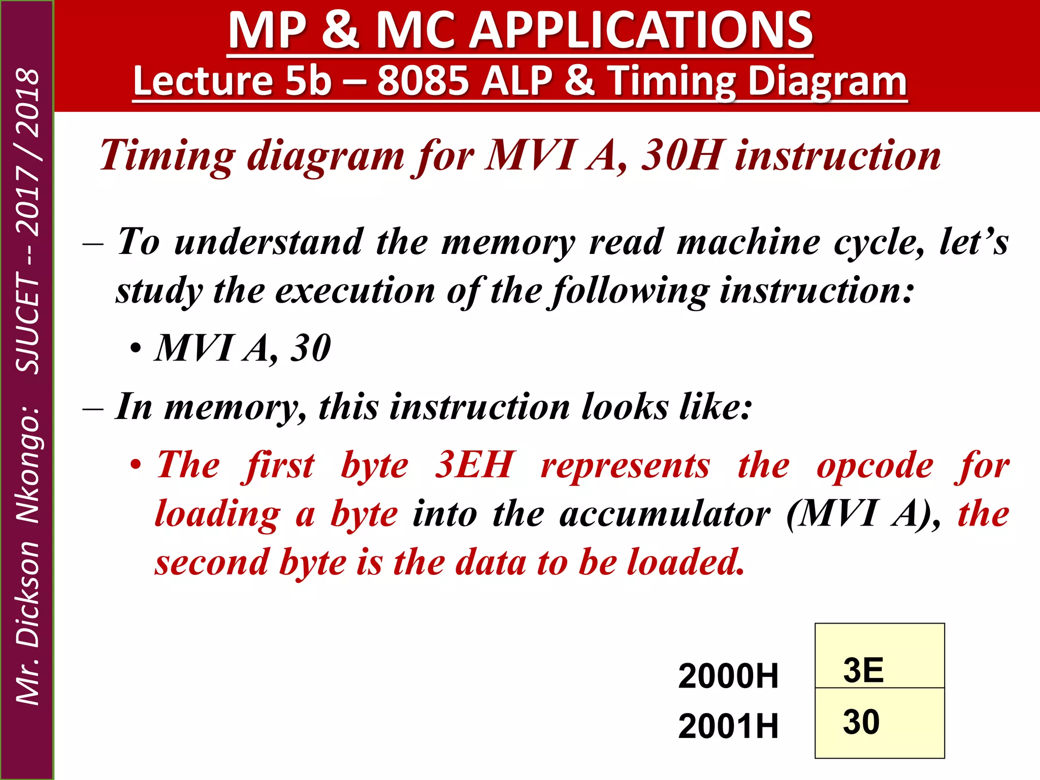 Unit 1 8085 Timing diagram - lecture 5b | PPTX