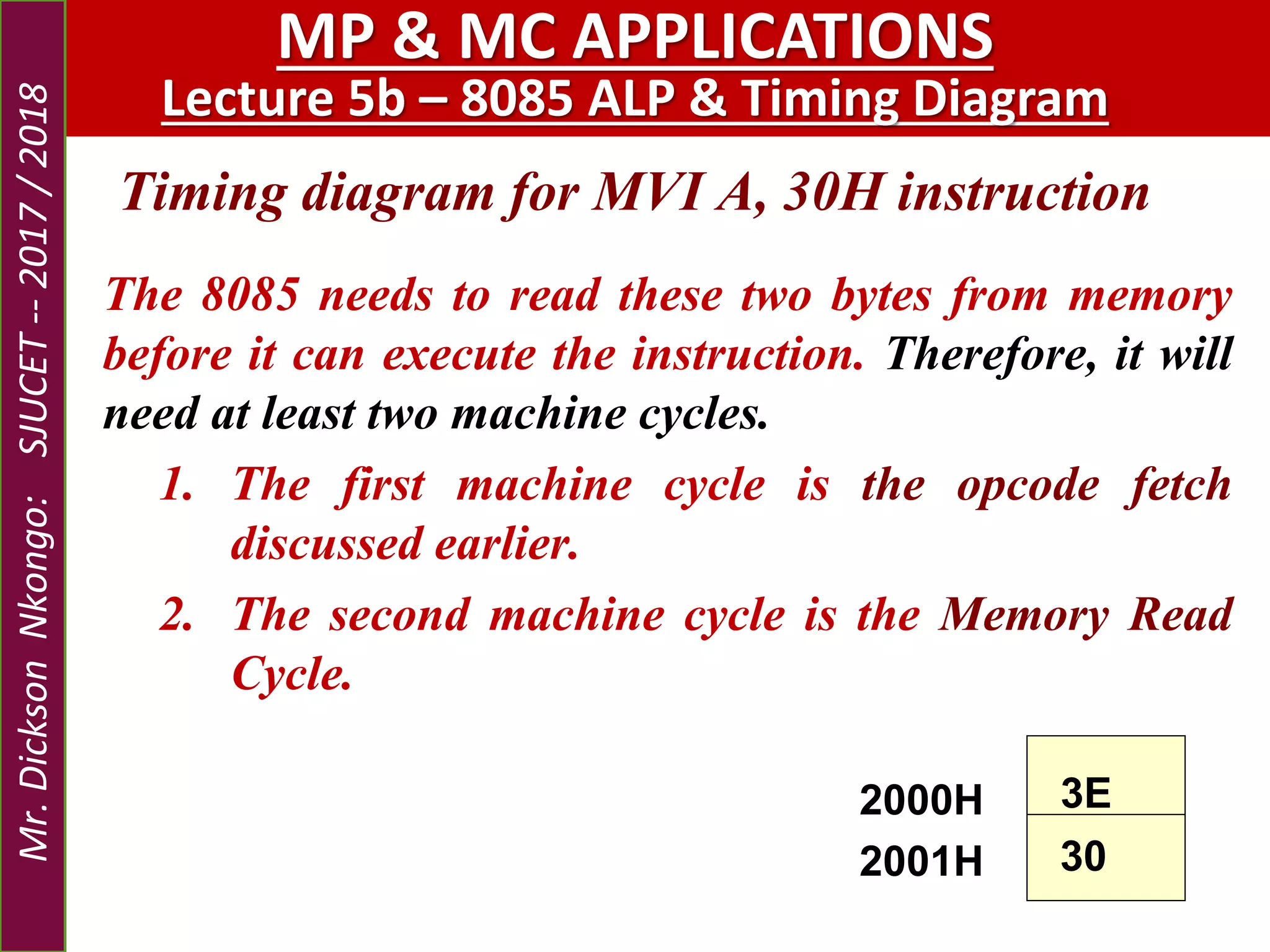 Unit 1 8085 Timing diagram - lecture 5b | PPTX