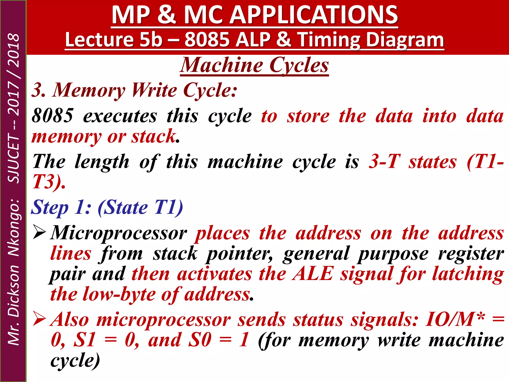 Unit 1 8085 Timing diagram - lecture 5b | PPTX