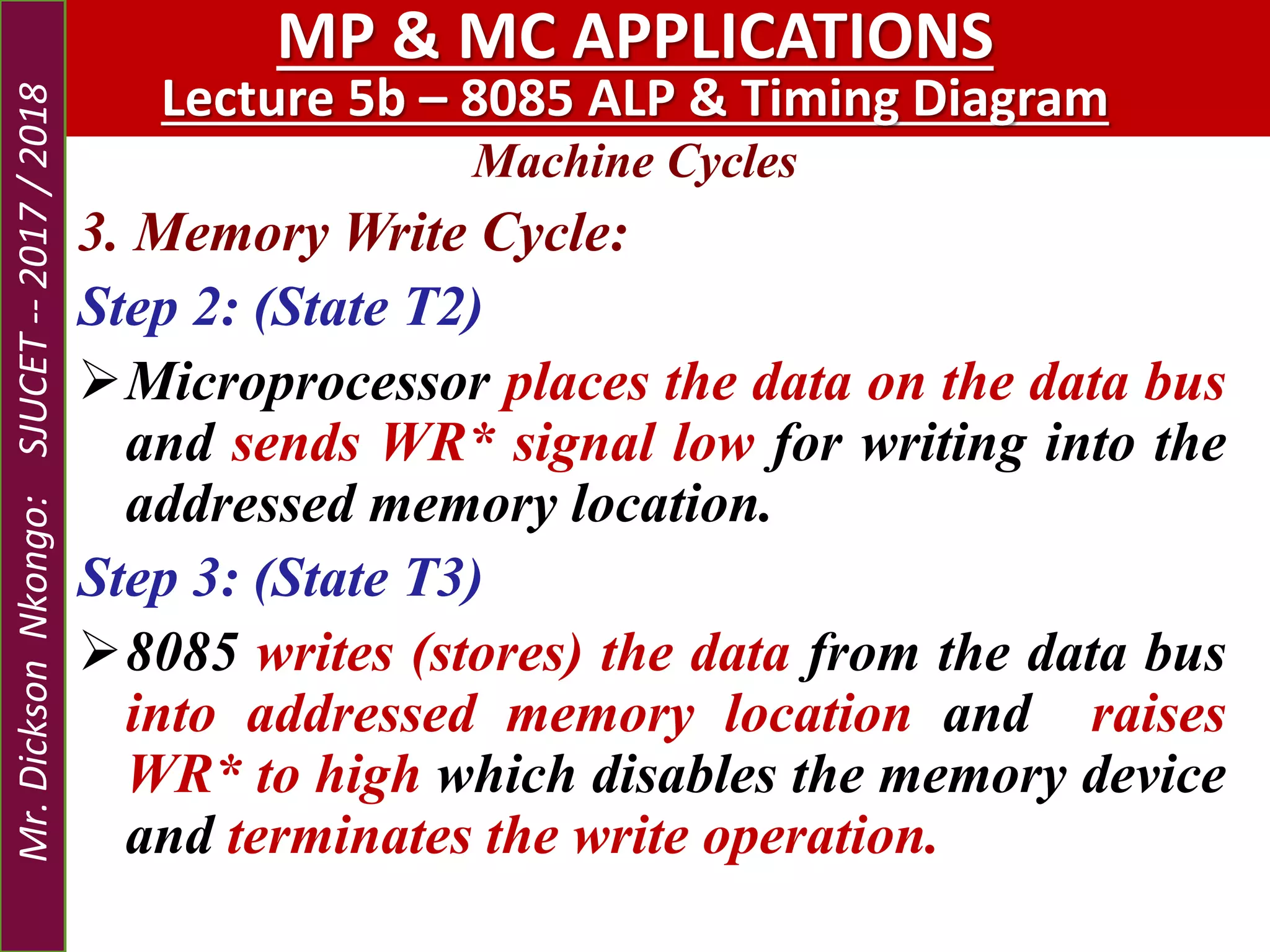 Unit 1 8085 Timing diagram - lecture 5b | PPTX