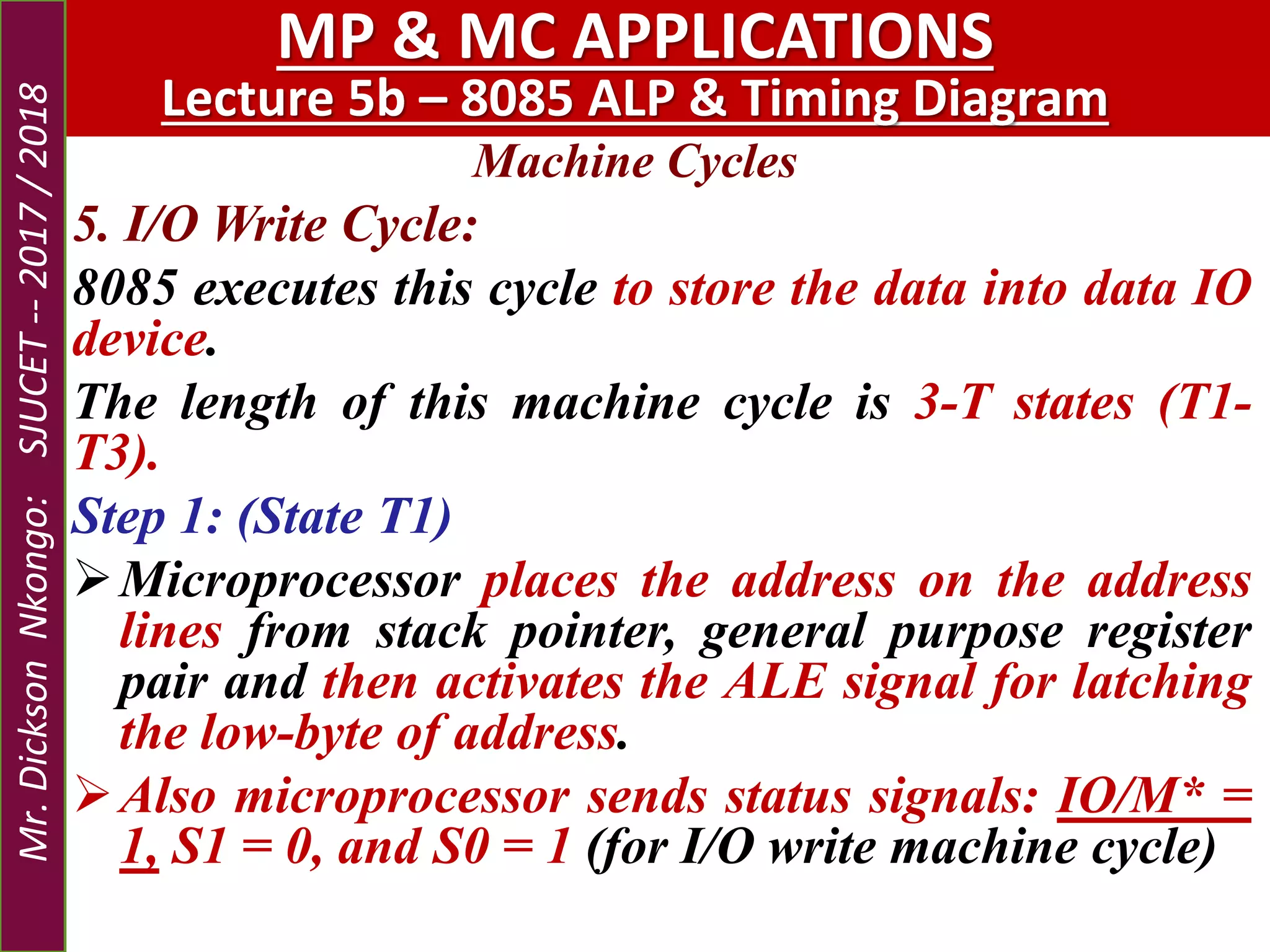 Unit 1 8085 Timing diagram - lecture 5b | PPTX