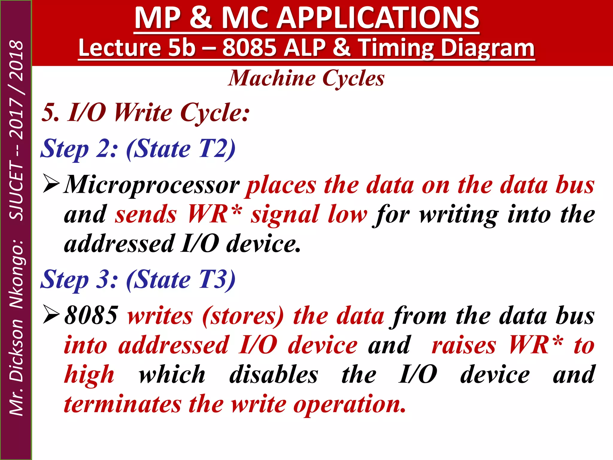 Unit 1 8085 Timing diagram - lecture 5b | PPTX