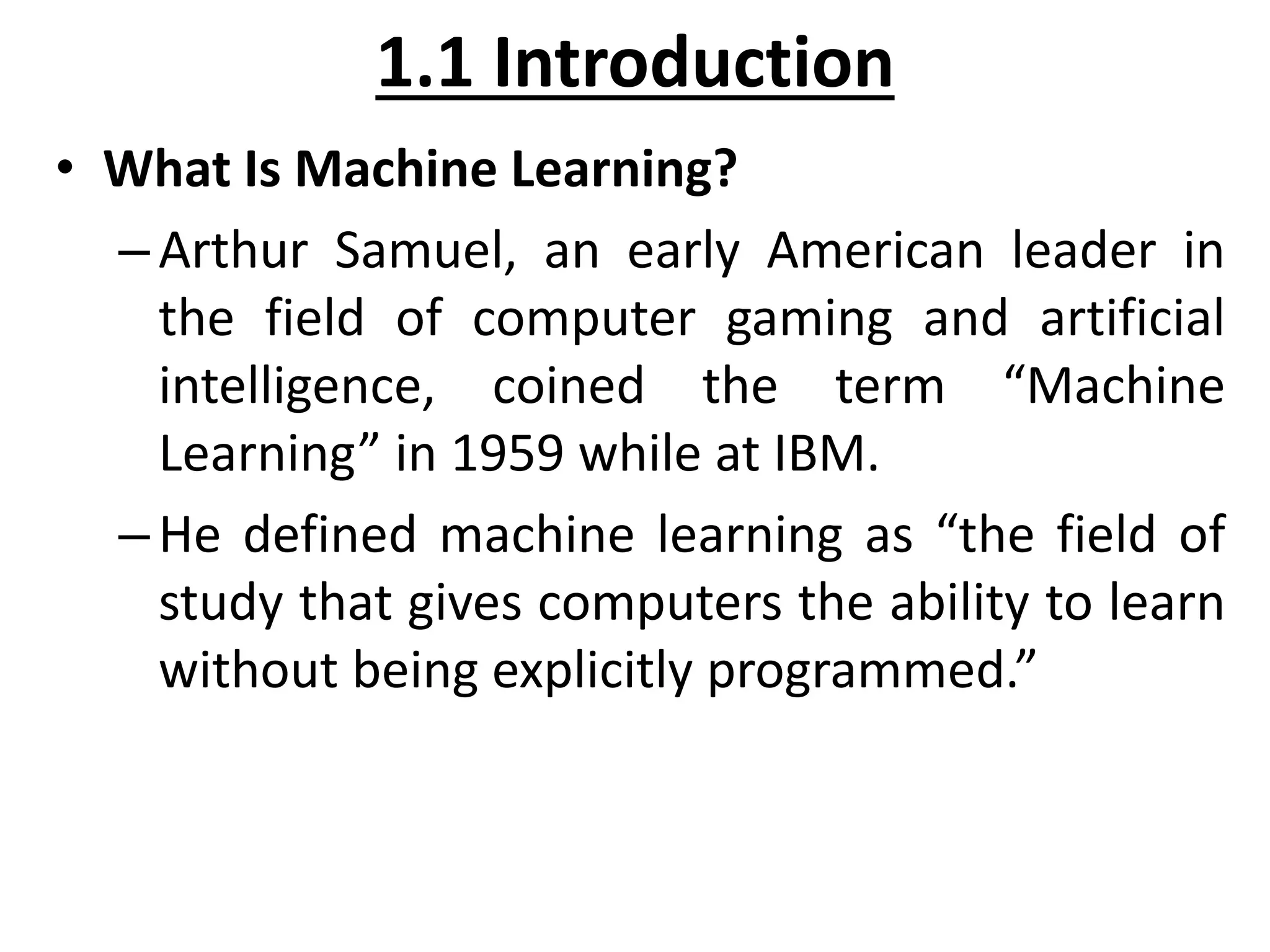 Unit 1 Ml Introduction To Machine Learningpptx Computing Technology And Computing