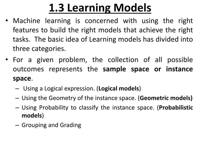 Unit 1 Ml Introduction To Machine Learningpptx Computing Technology And Computing