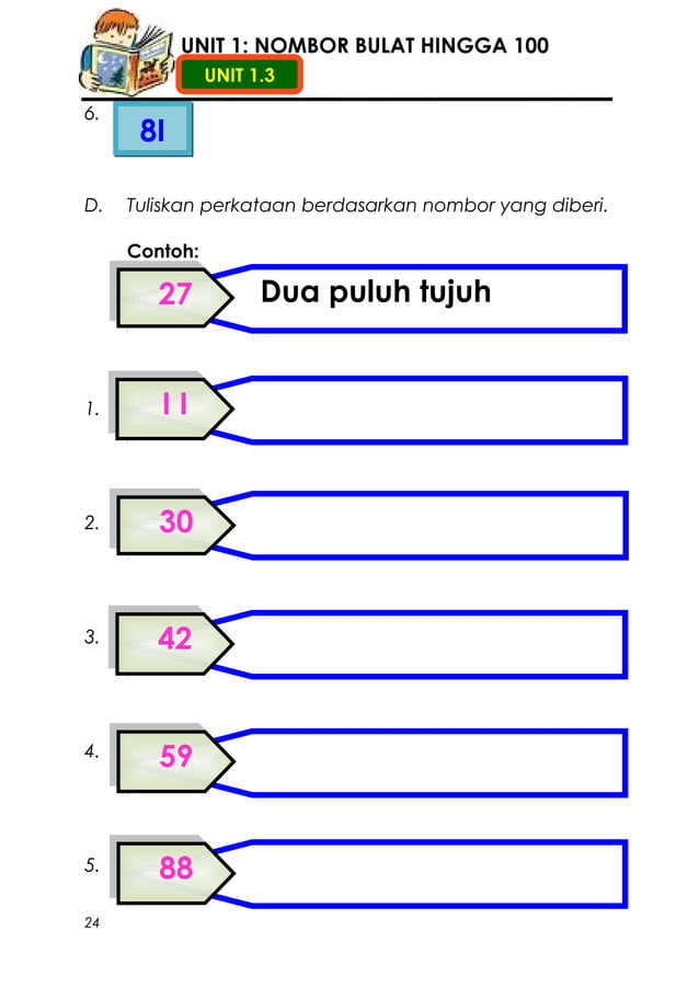 Unit 1 nombor bulat hingga 100 | DOC