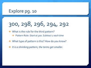 Unit 1 number patterns | PPTX
