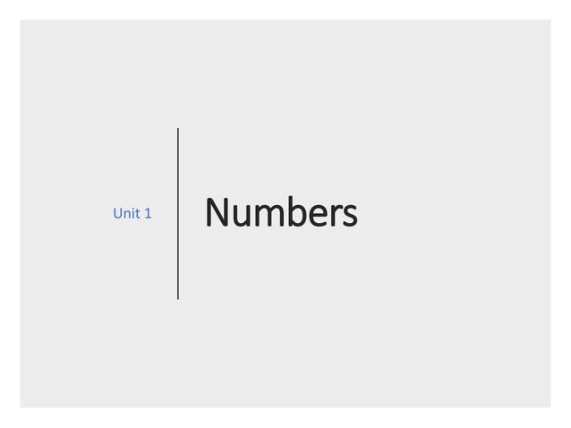Unit 1 Numbers | PPT