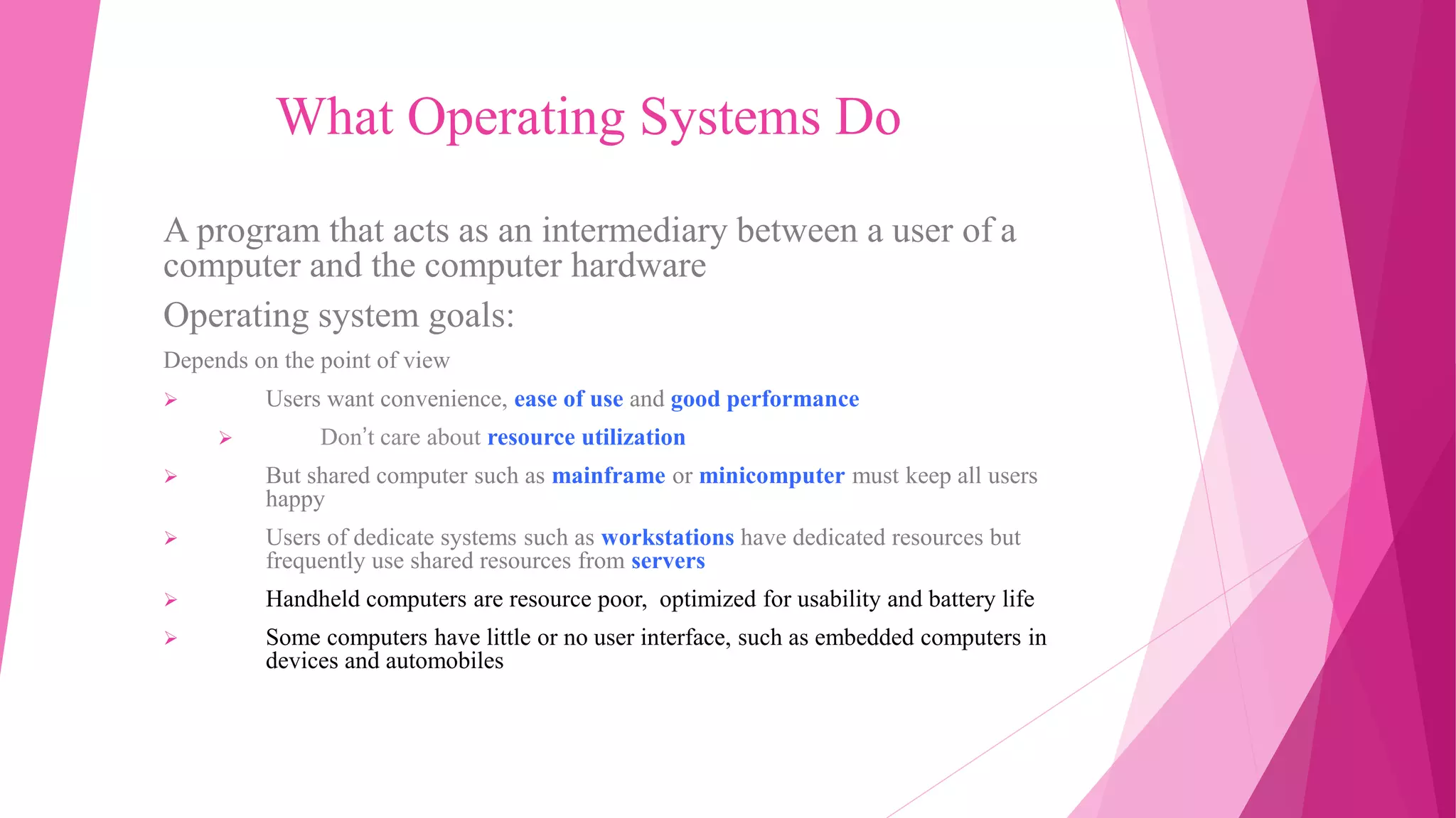 Unit 1 Operating Systems Overview Pptx Operating Systems Computer Software And Applications