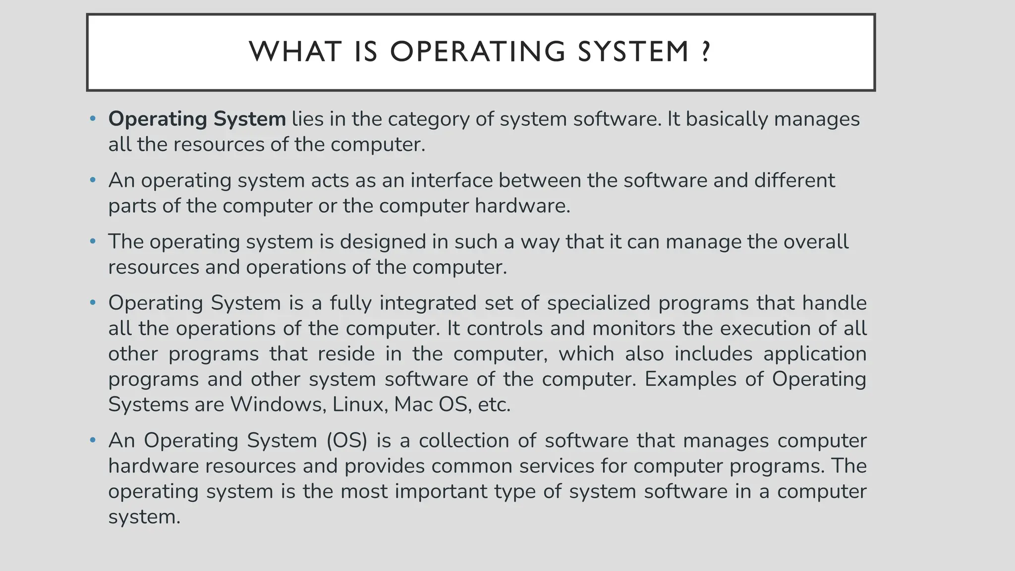 Overview Of Operating System Basic Concepts Of Operating System Like Functions Of Os And Other