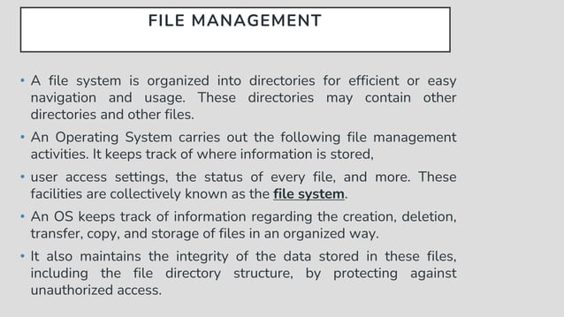 OVERVIEW OF OPERATING SYSTEM -Basic concepts of operating system like ...