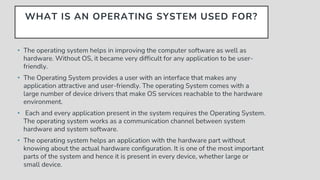 OVERVIEW OF OPERATING SYSTEM -Basic concepts of operating system like ...