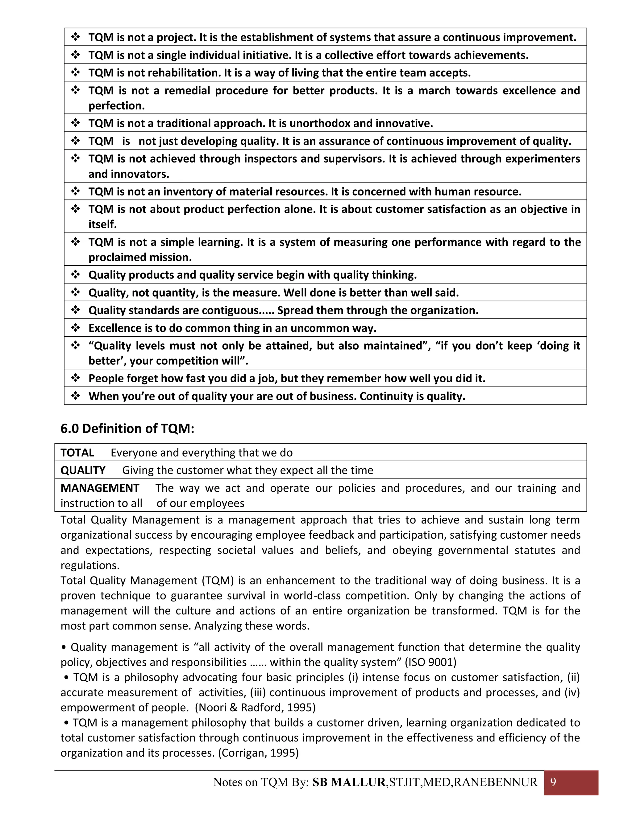 Unit 1. quality, total quality, tqm | PDF