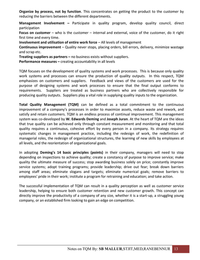 Unit 1. quality, total quality, tqm | PDF | Business | Business and Finance