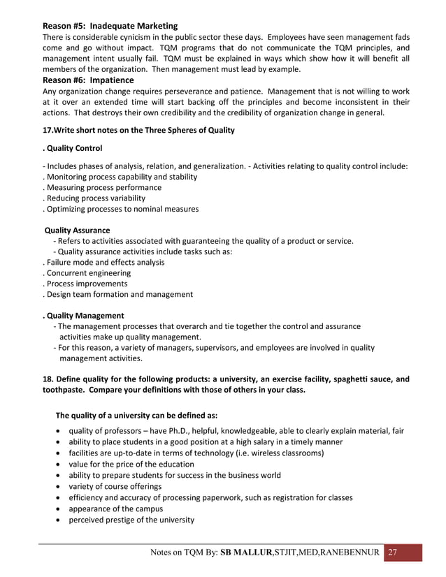 Unit 1. quality, total quality, tqm