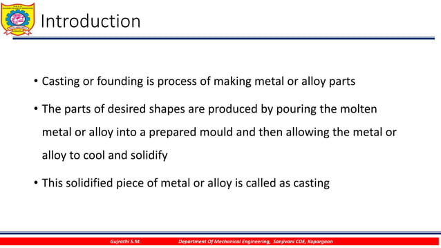 Unit 1 sand casting - | PPTX