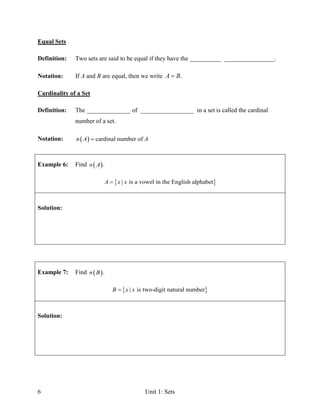 Unit 1 sets lecture notes | PDF