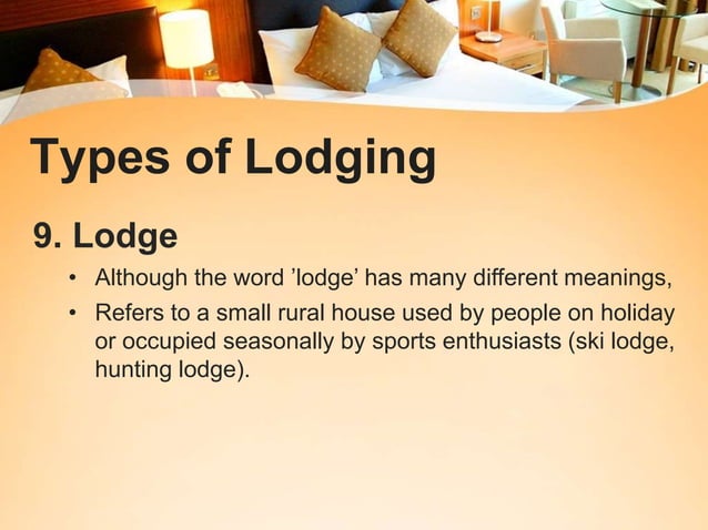 Unit 1 - Topic 2 - Categories of Lodging Establishments.pptx | Bed ...