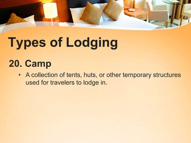 Unit 1 - Topic 2 - Categories of Lodging Establishments.pptx | Bed ...