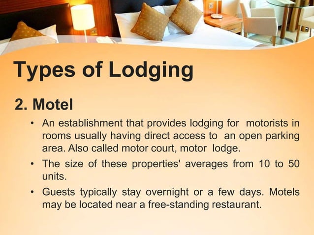 Unit 1 - Topic 2 - Categories of Lodging Establishments.pptx | Bed ...