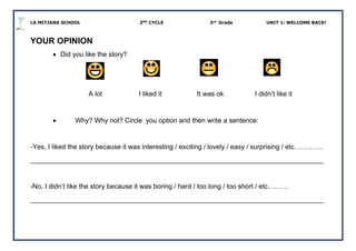 3rd Grade Unit 1 | PDF