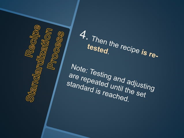 Recipe Development & Standardization | PPTX | Cooking | Food & Drink