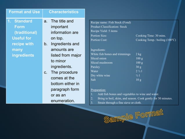 Recipe Development & Standardization | PPTX | Cooking | Food & Drink
