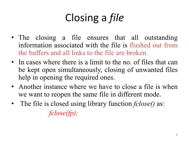 File handling in C | PPTX | Programming Languages | Computing