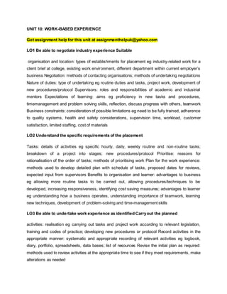 UNIT 10: WORK-BASED EXPERIENCE | DOCX | Resume Writing and Advice | Job Search