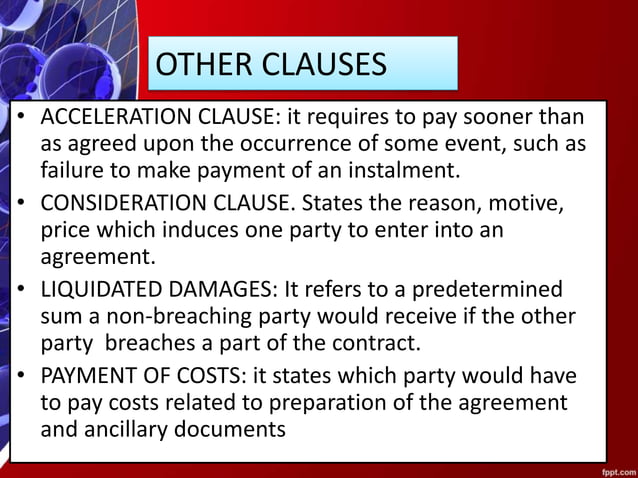 Unit 10. CONTRACT CLAUSES | PPTX | Business | Business and Finance