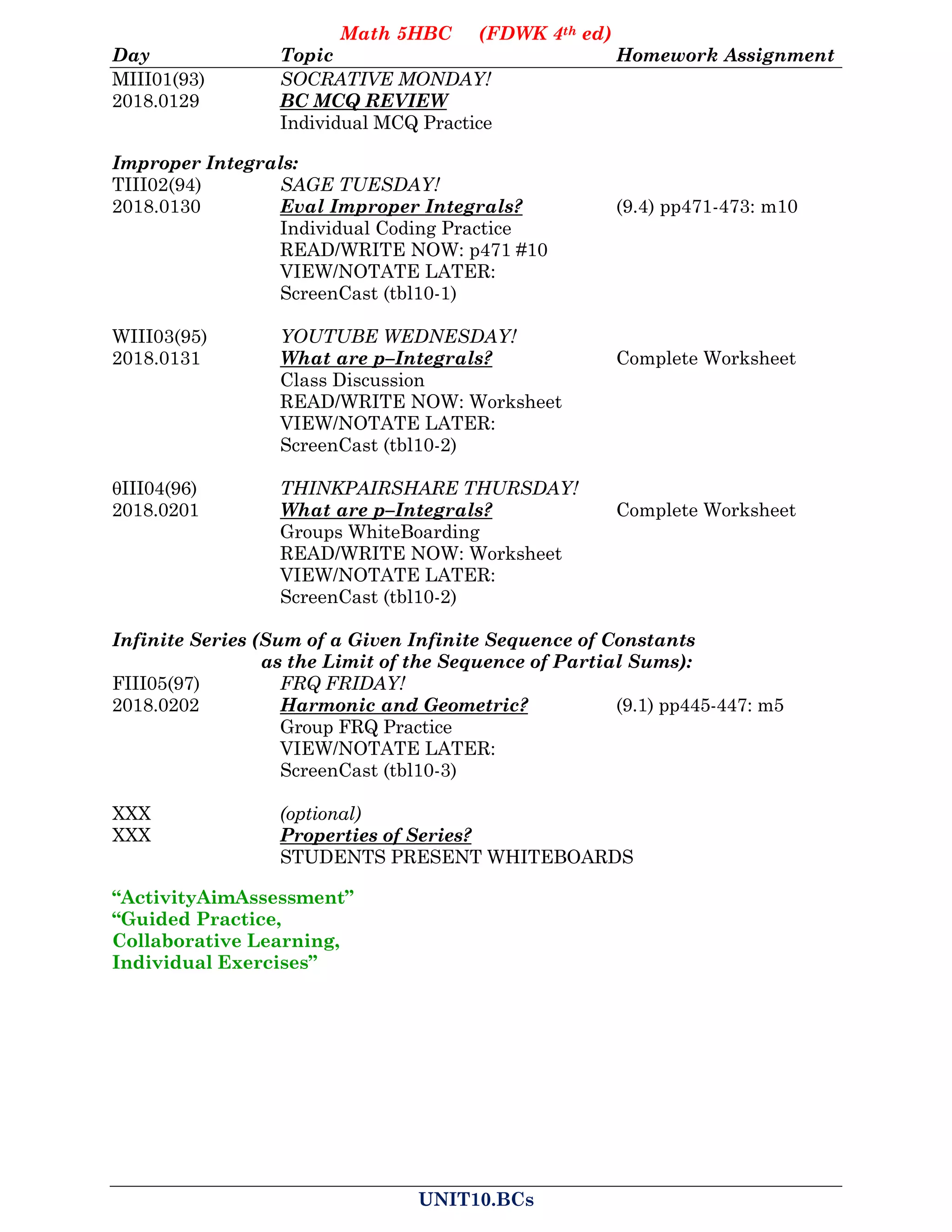 UNIT 10: Infinite Sequences and Series | PDF
