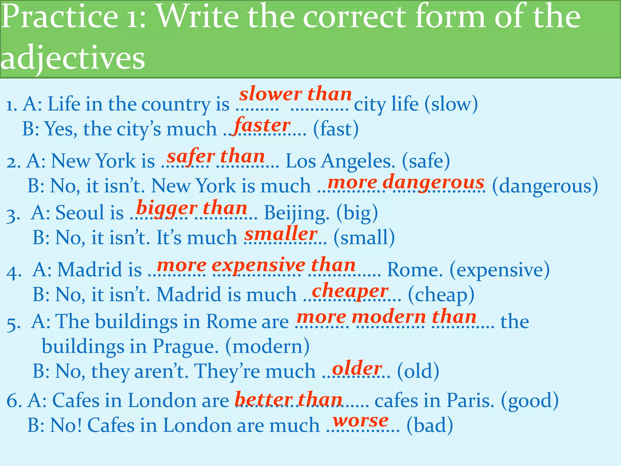 Unit 10 comparatives | PPT