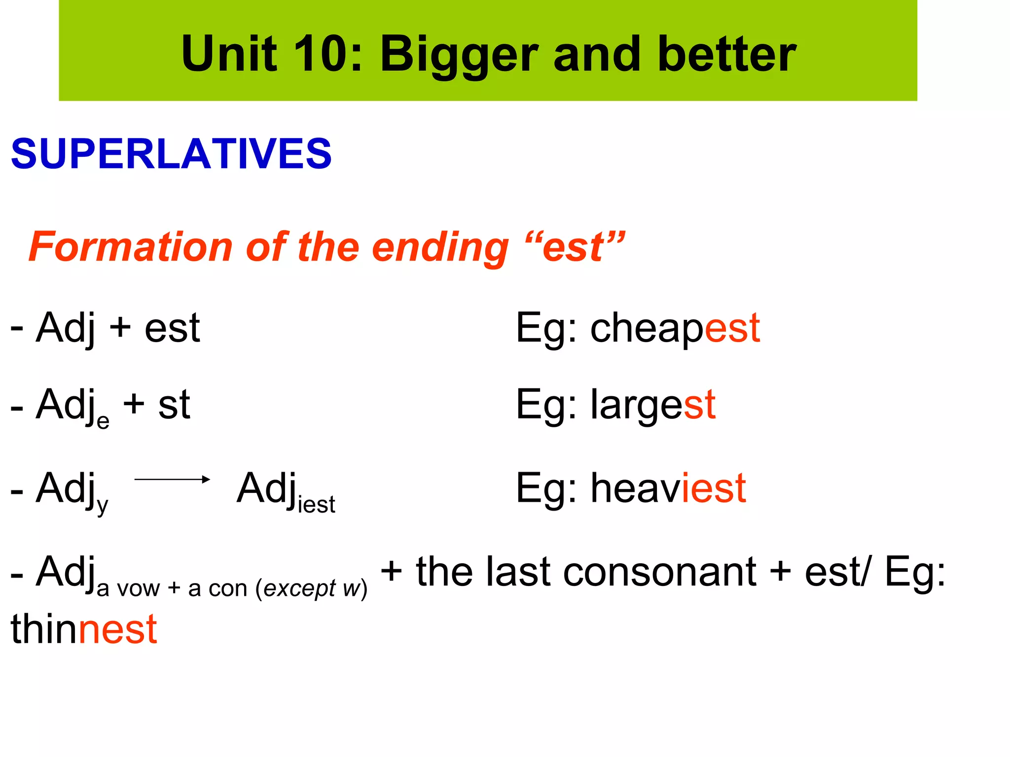Unit 10 superlatives | PPT