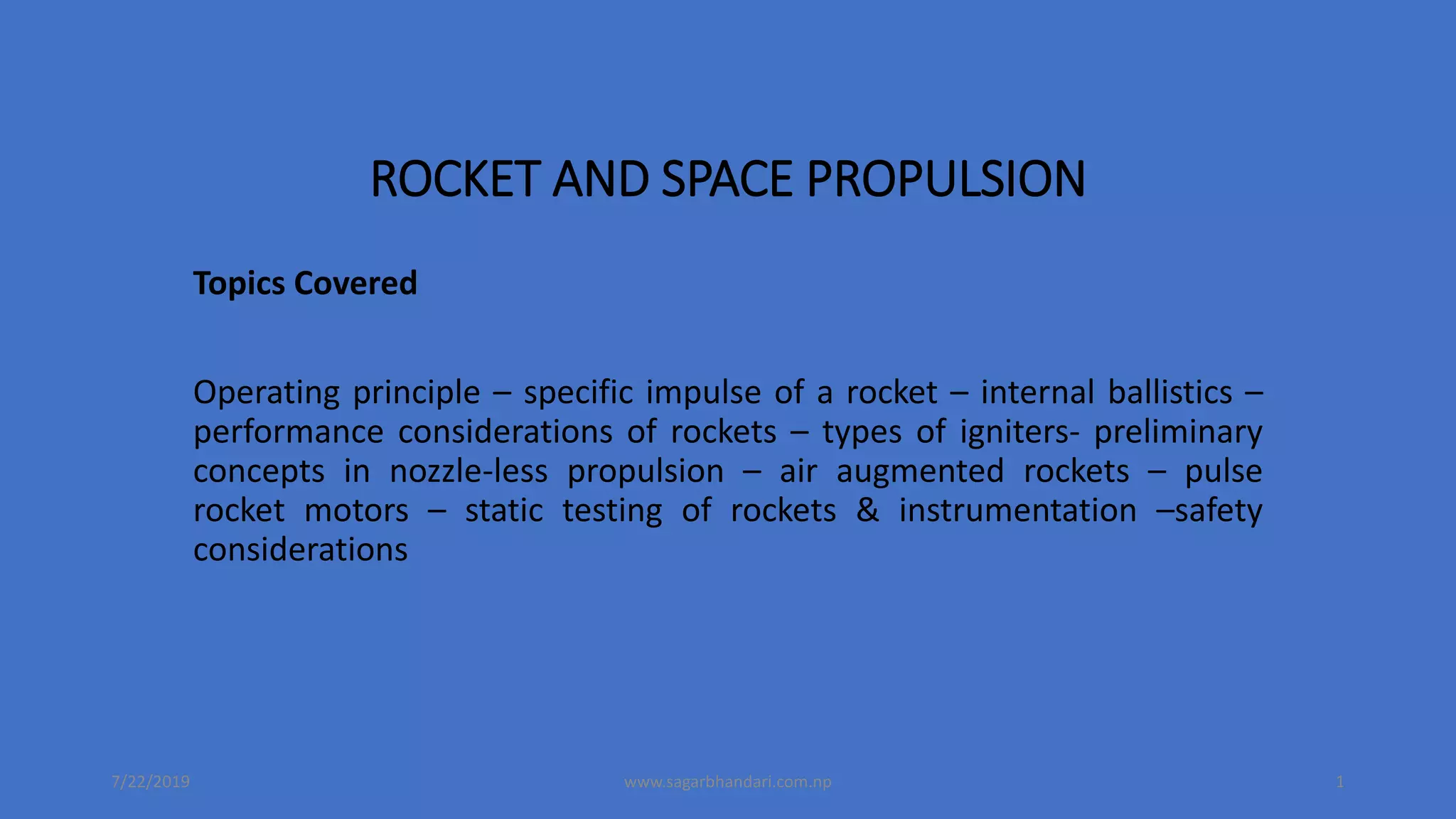 Rocket Basic And Space Propulsion Pptx Physics Science