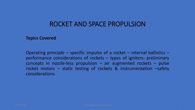 Rocket Basic And Space Propulsion | PPTX | Physics | Science
