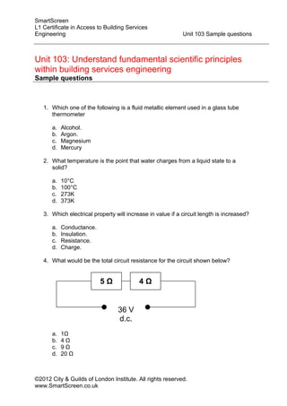 Unit 103 sample questions | DOC