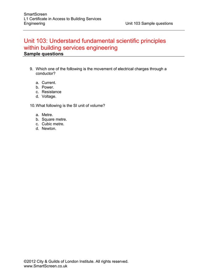 Unit 103 sample questions | DOC