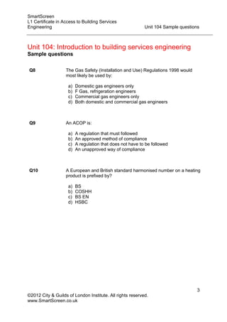 Unit 104 sample questions | DOC