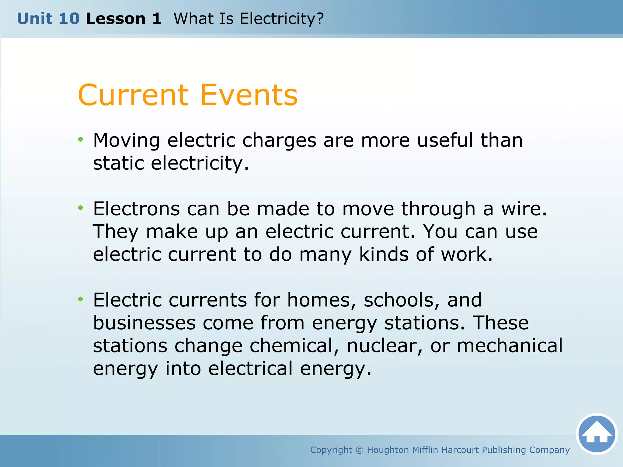 Unit 10 lesson 1 what is electricity | PPT