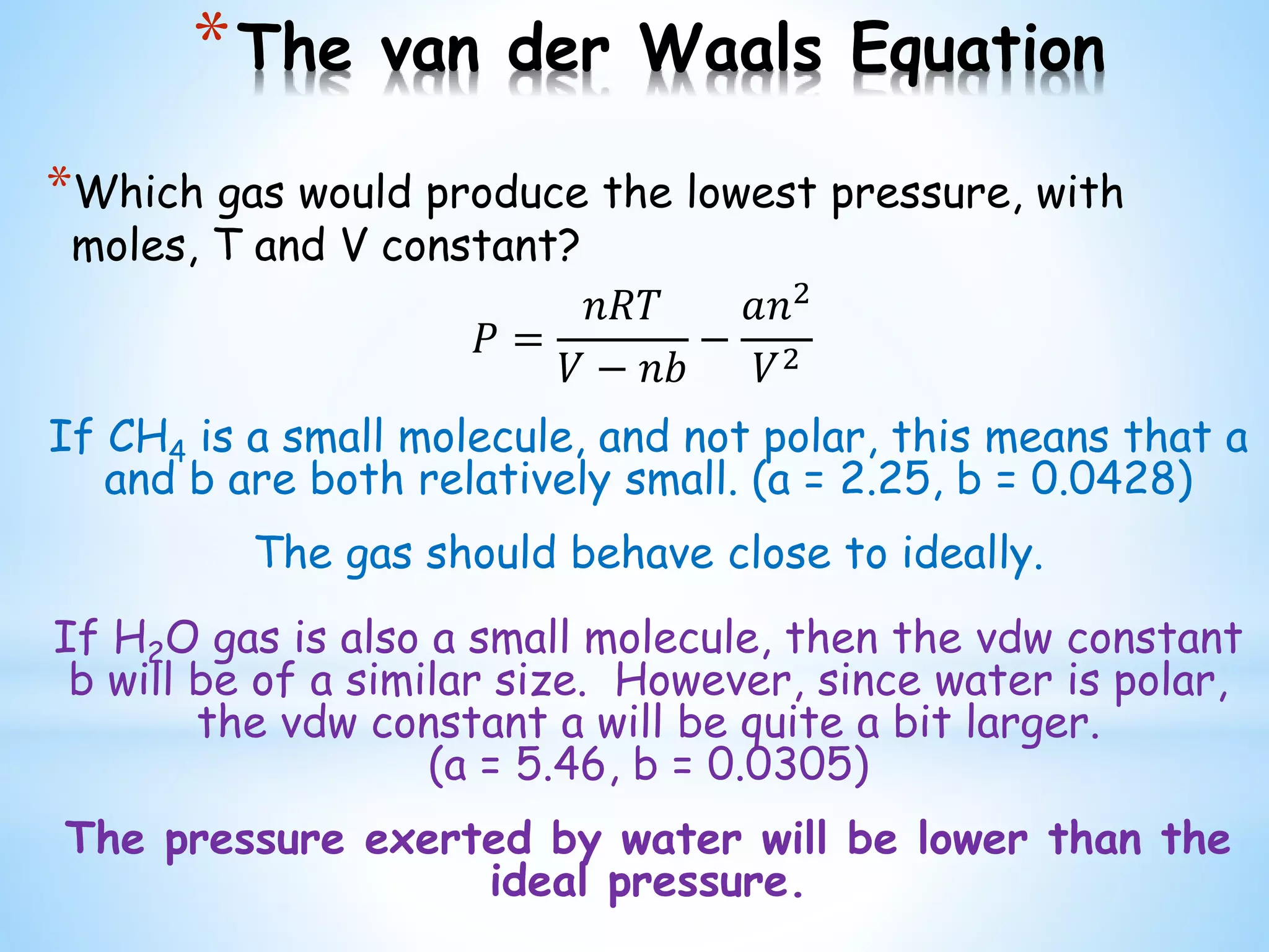Chem II - Real Gases: Van der Waals (Liquids and Solids) | PPTX