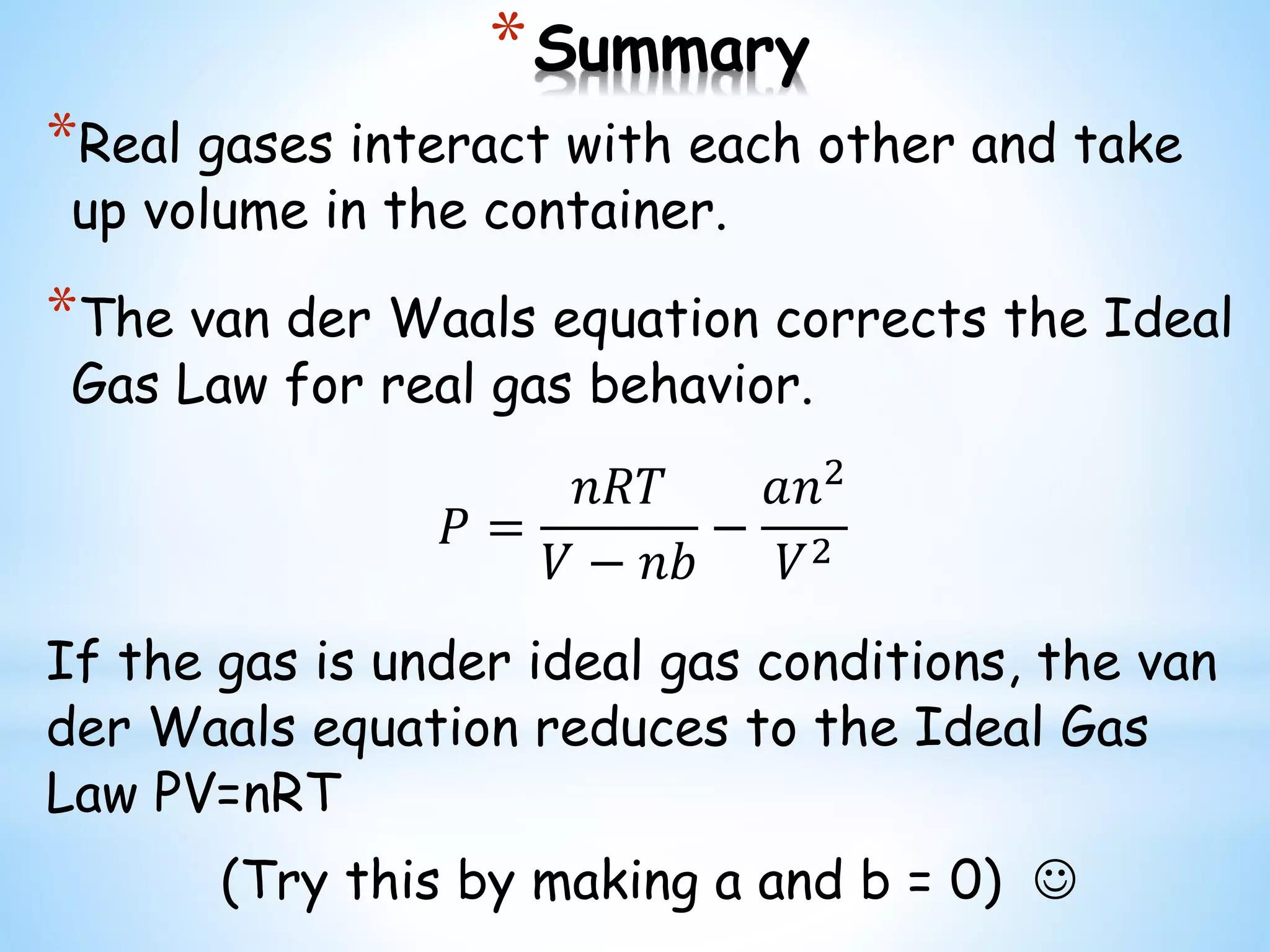 Chem II - Real Gases: Van der Waals (Liquids and Solids) | PPTX