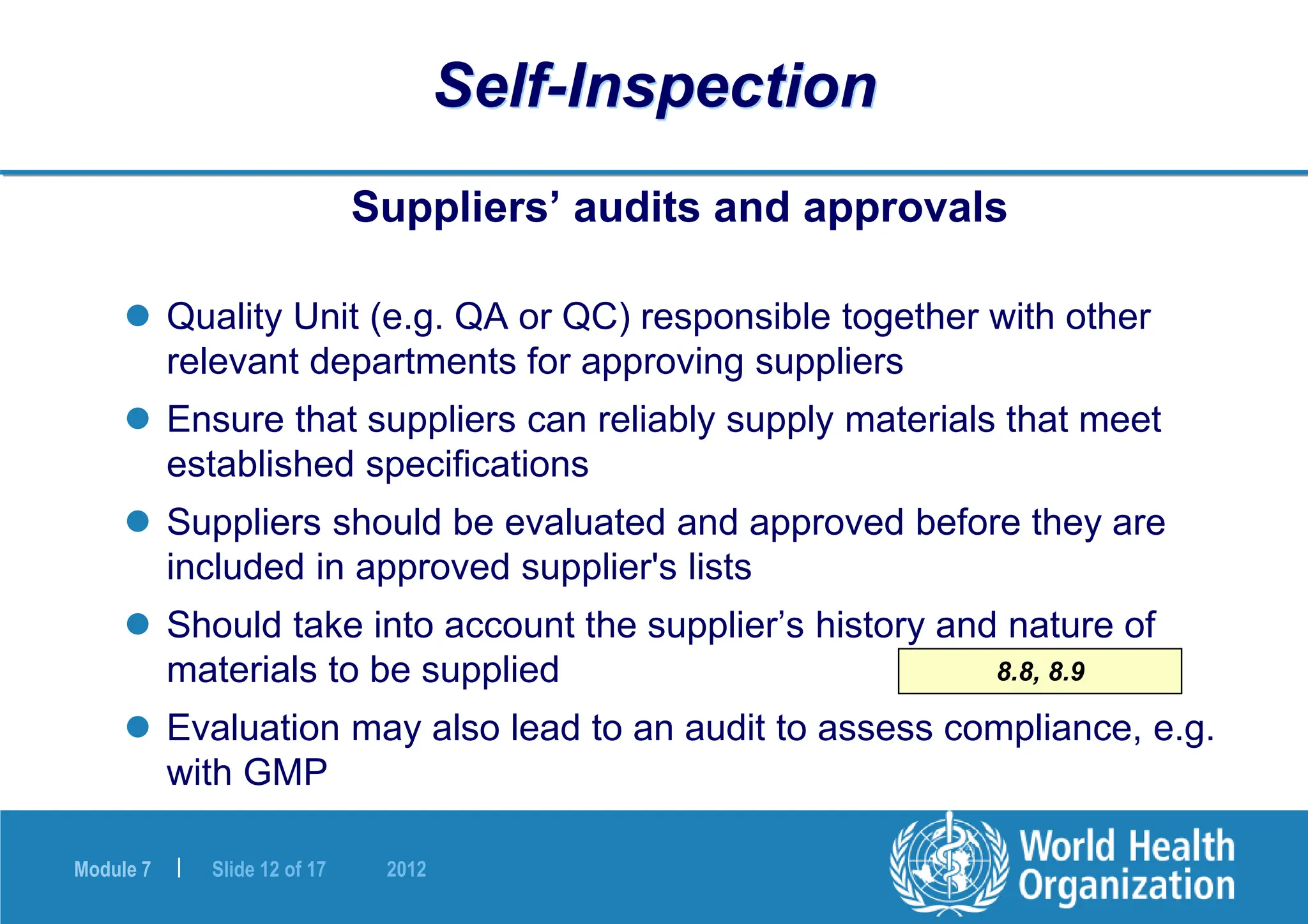 UNIT 10 Self-Inspection and quality audits.ppt