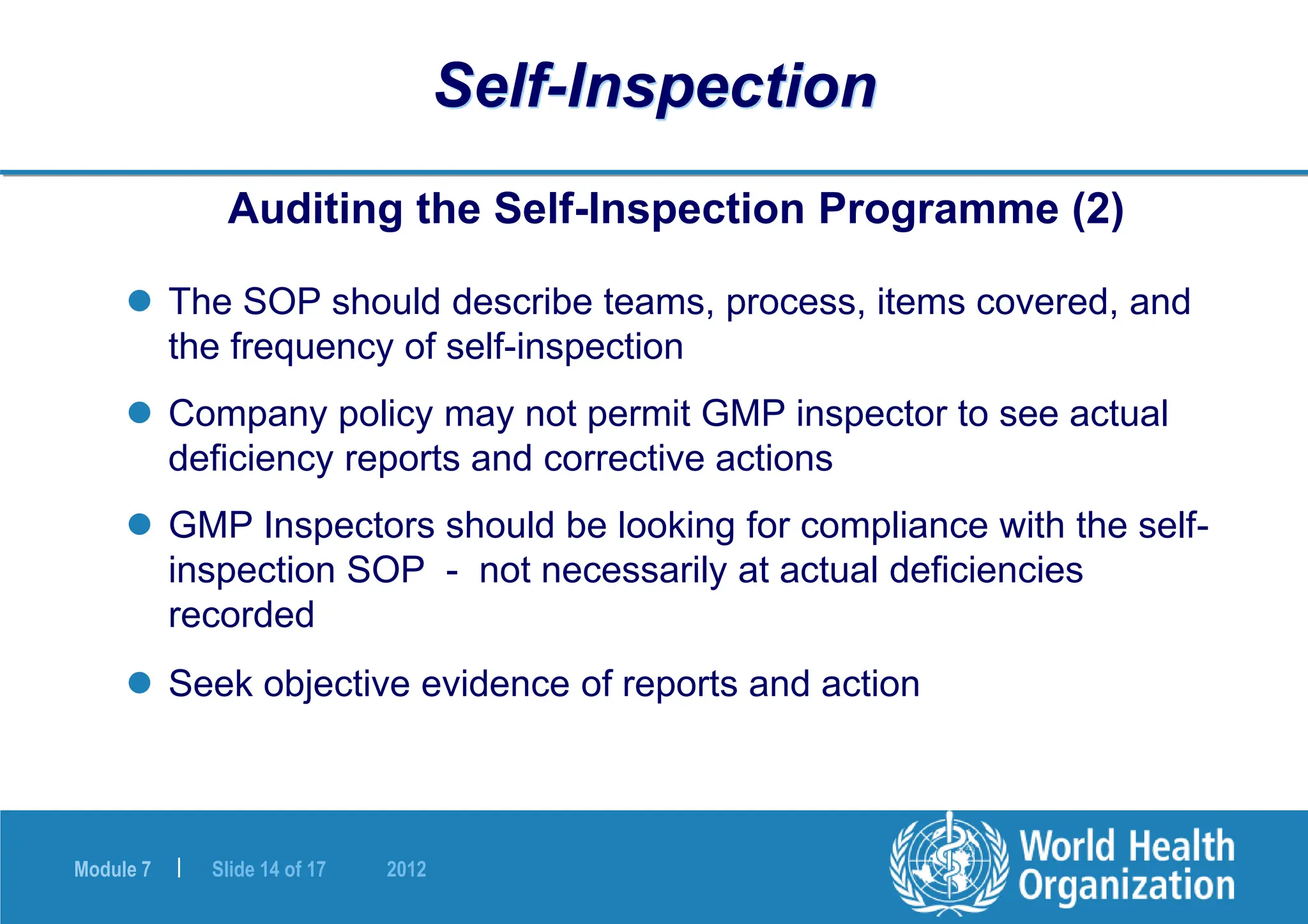 UNIT 10 Self-Inspection and quality audits.ppt