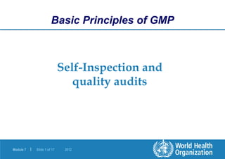 UNIT 10 Self-Inspection and quality audits.ppt