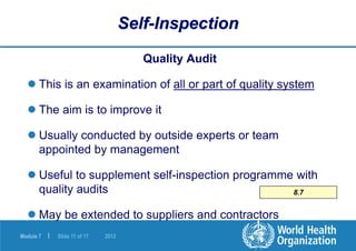 UNIT 10 Self-Inspection and quality audits.ppt