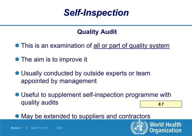 UNIT 10 Self-Inspection and quality audits.ppt | Business | Business ...