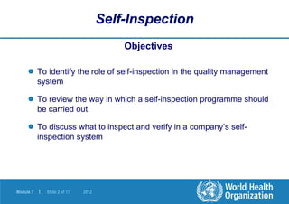 UNIT 10 Self-Inspection and quality audits.ppt