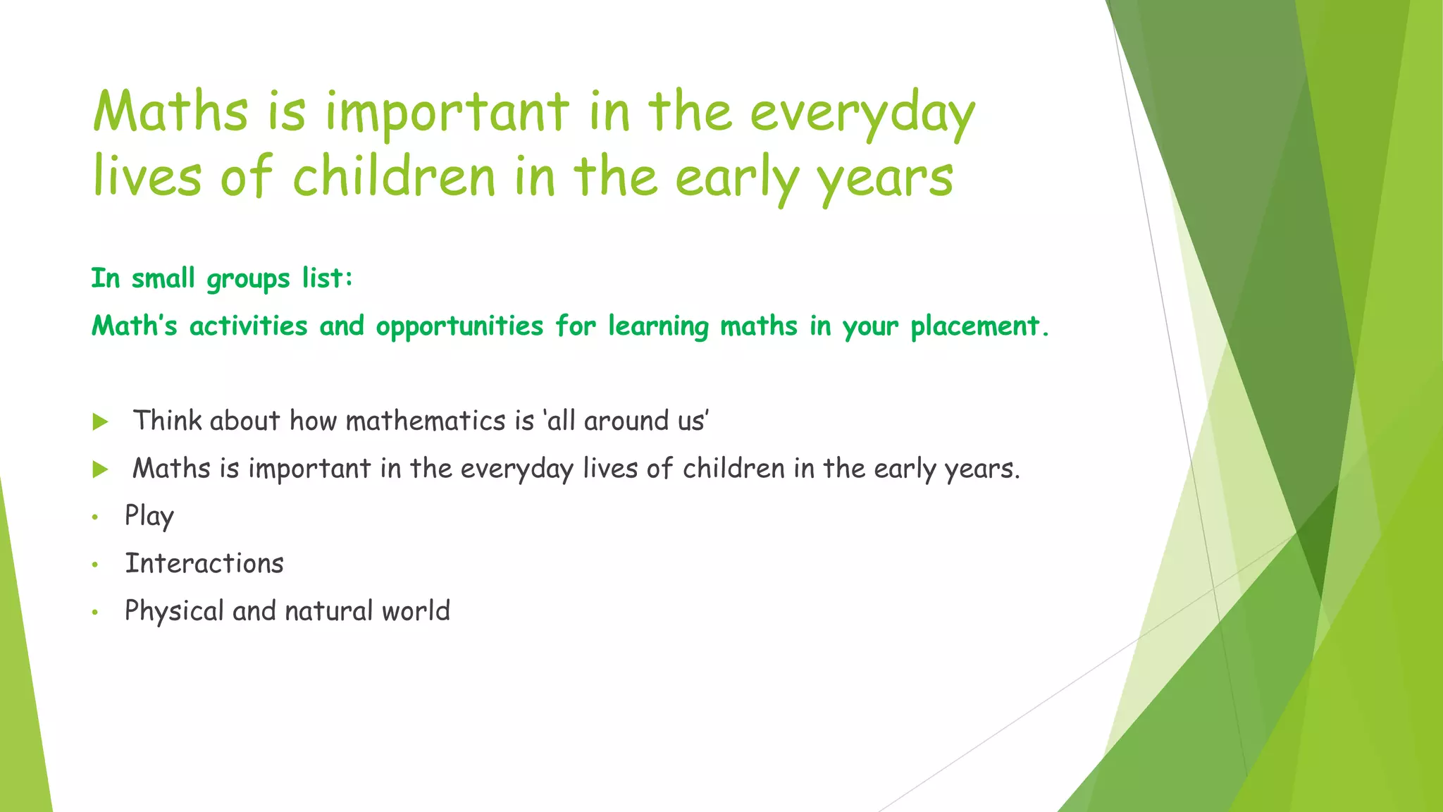 Unit 10 supporting emergent maths introduction week 1 | PPTX