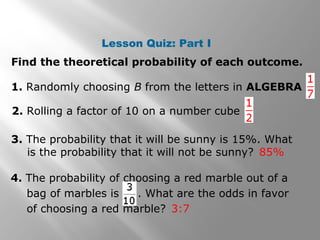 Unit 11.2 theoretical probability | PPT
